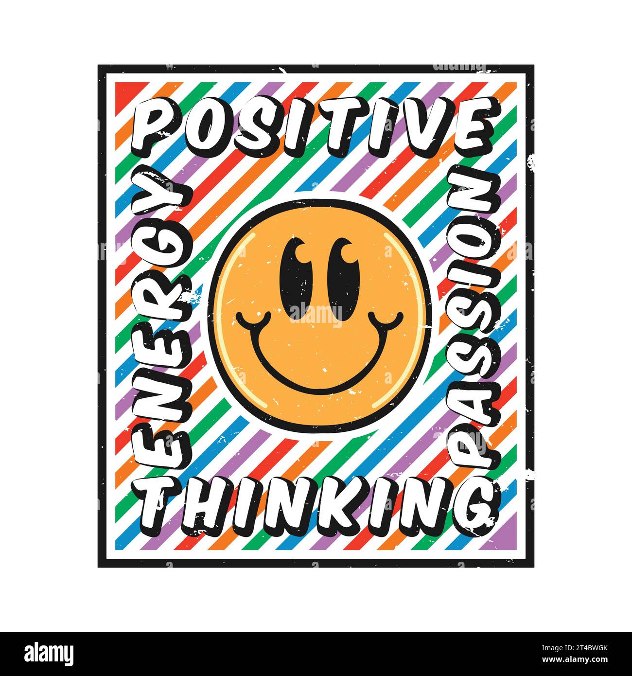 Smile face emoji with positive thinking, passion, energy phrase ...