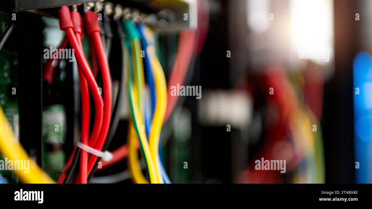 Server front side showing colorful busy switches and wiring Stock Photo ...