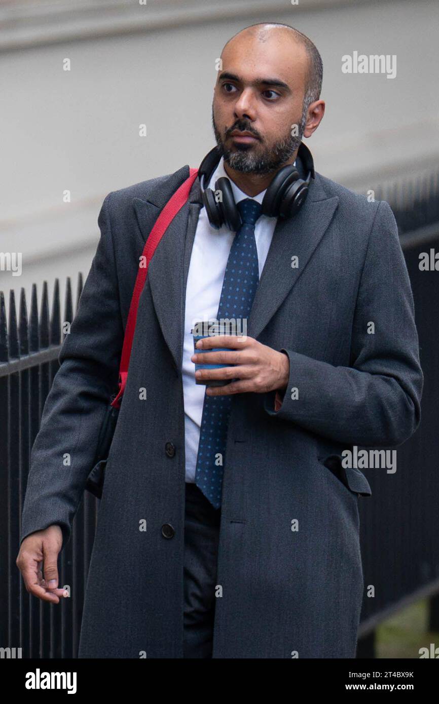 Imran Shafi, former private secretary to former Prime Minister Boris Johnson, arrives to give a ...