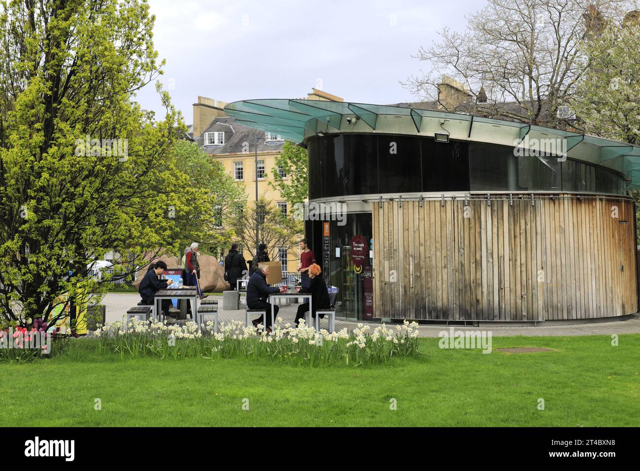 Spring view over St Andrew square gardens, Edinburgh, Scotland, UK ...