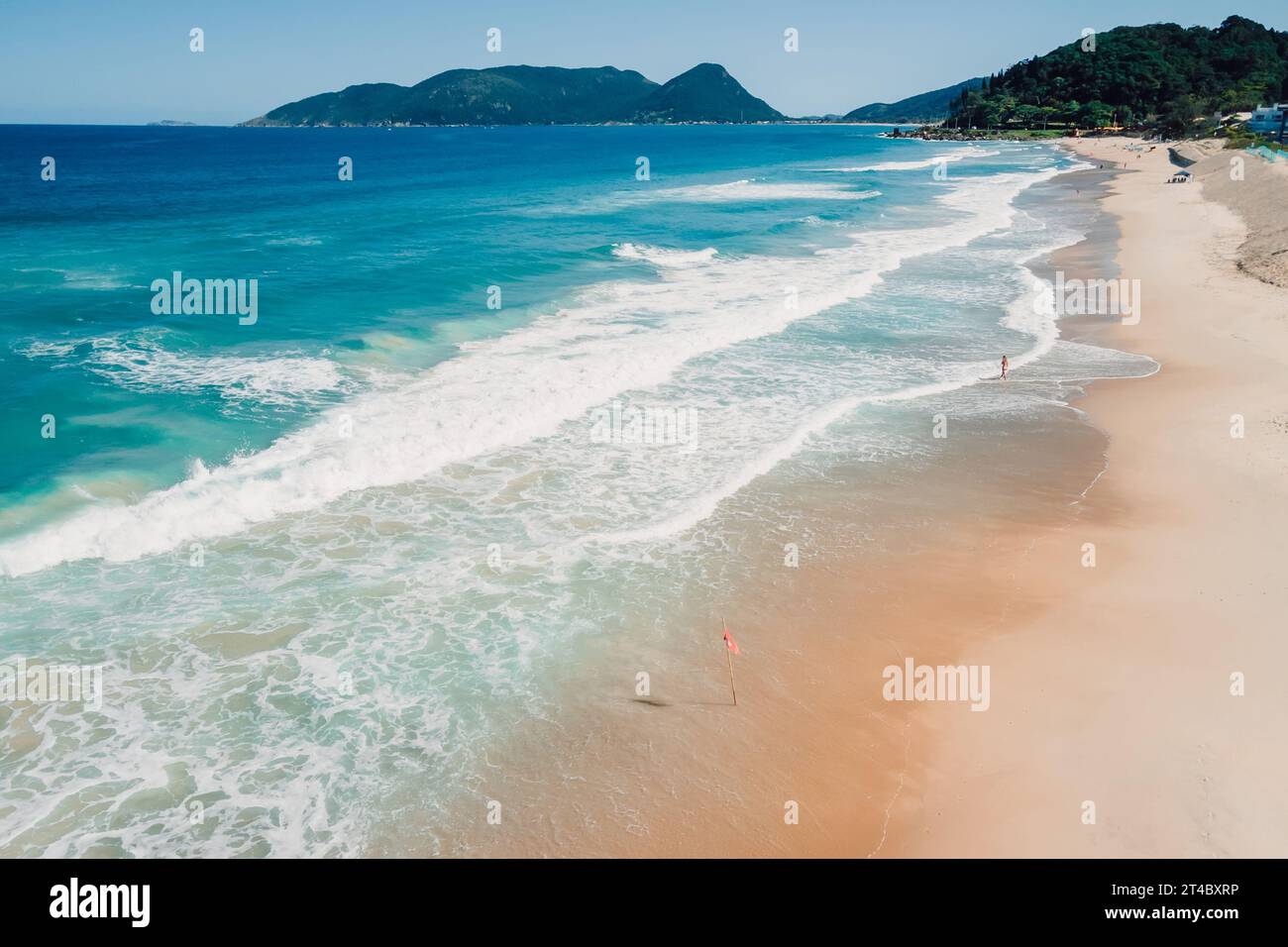 Holidays beach and blue ocean with surfing waves in Brazil. Aerial view ...