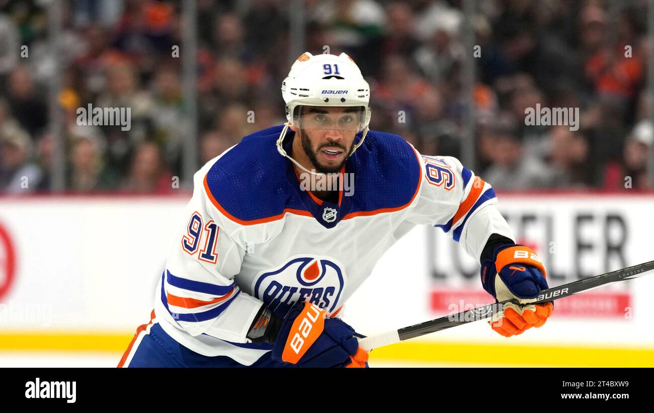 Edmonton Oilers left wing Evander Kane (91) skates during the second ...