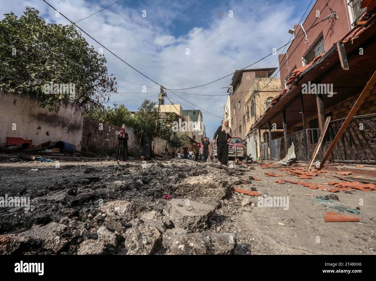Jenin, Palestinian Territories. 30th Oct, 2023. Palestinians inspect ...