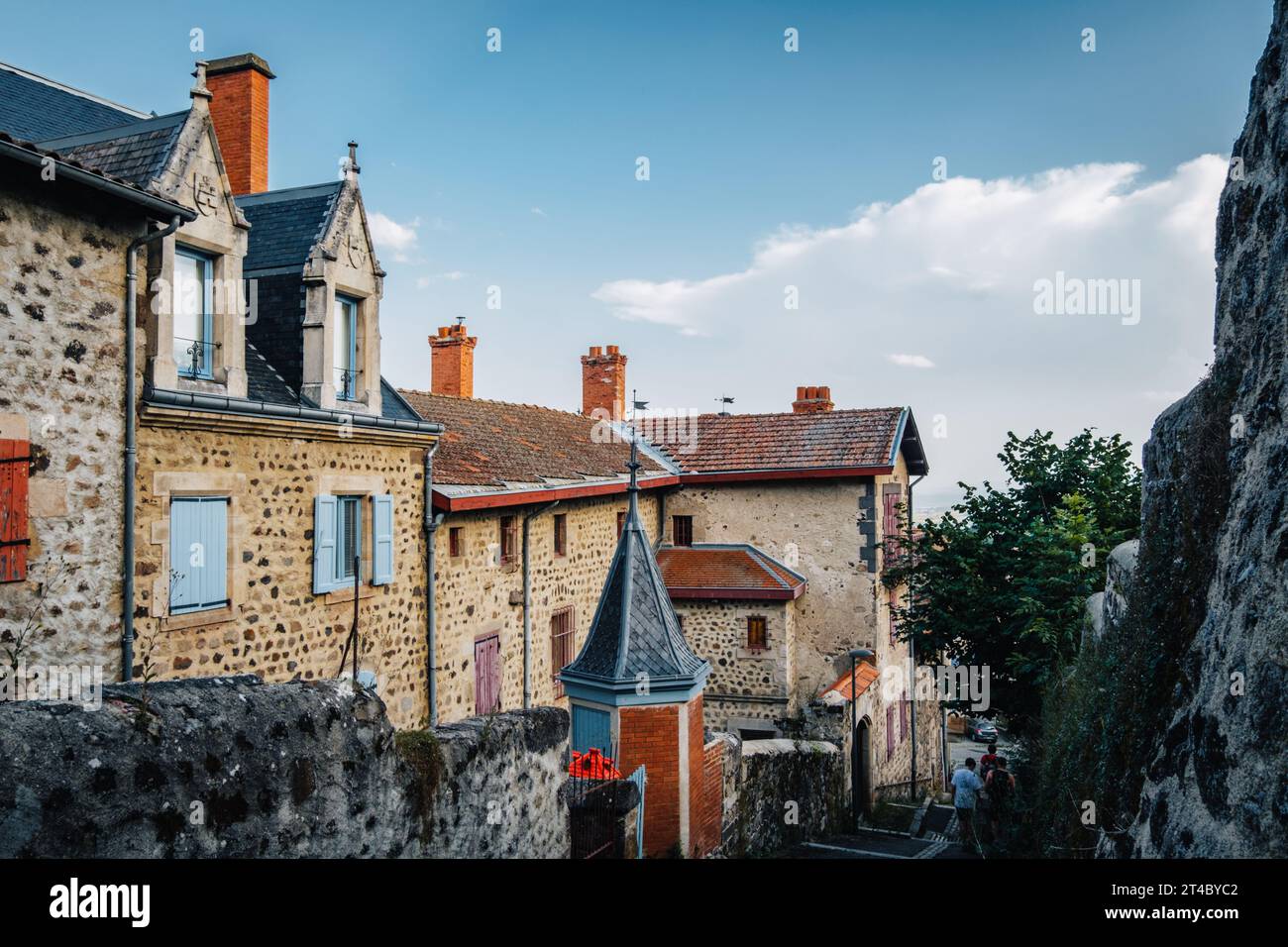 The streets of Allegre, a medieval village in the center of France ...