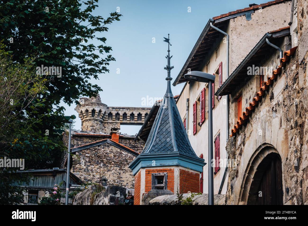 View on the roofs of the small village of Allegre in the center of ...