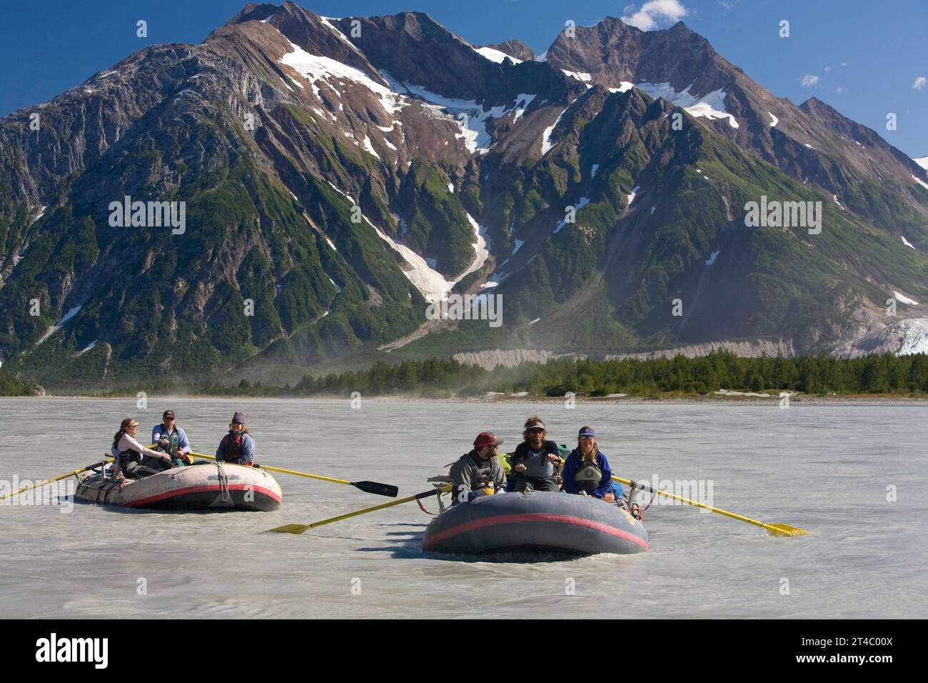 Rafts floating down a river in Alaska, United States Stock Photo - Alamy