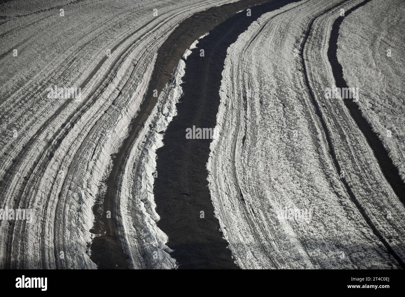 Ariel view of glacier in the Wrangell-St. Elias National Park, Alaska ...