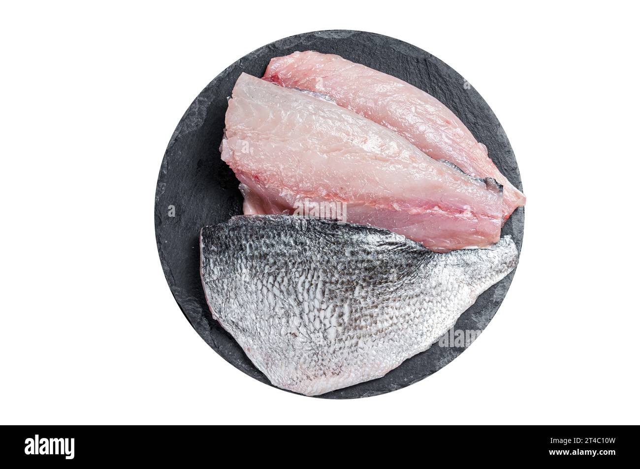 Raw Sea bream Dorado fish fillets. Isolated on white background Stock ...