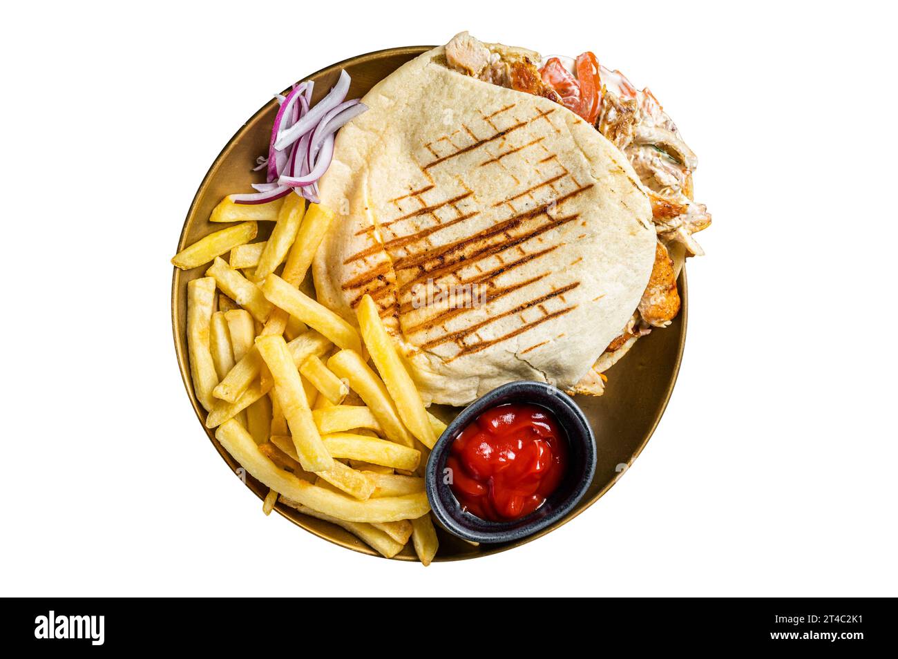 Doner kebab, Shawarma in grilled pita bread with vegetables, meat and ...