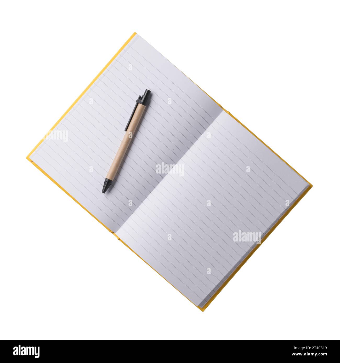 Open paper notebook with pen. Realistic, photography, isolated on white ...