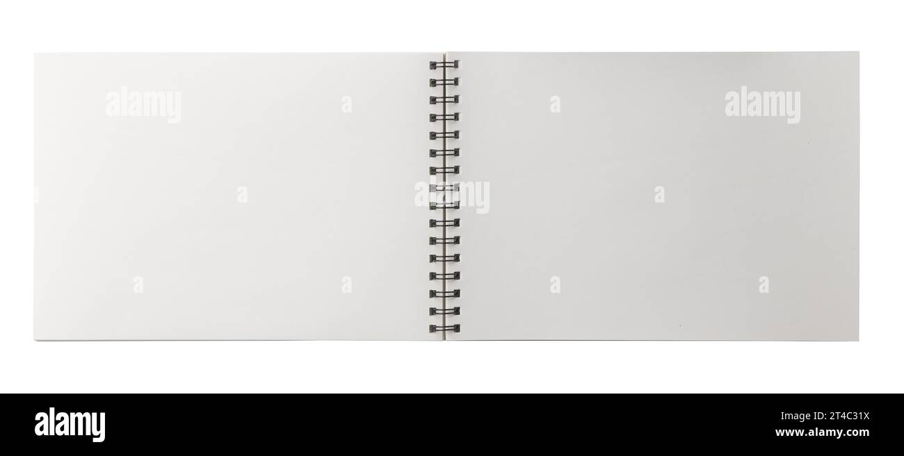 Open paper notebook with coil binding. Spiral bound journal. Realistic ...