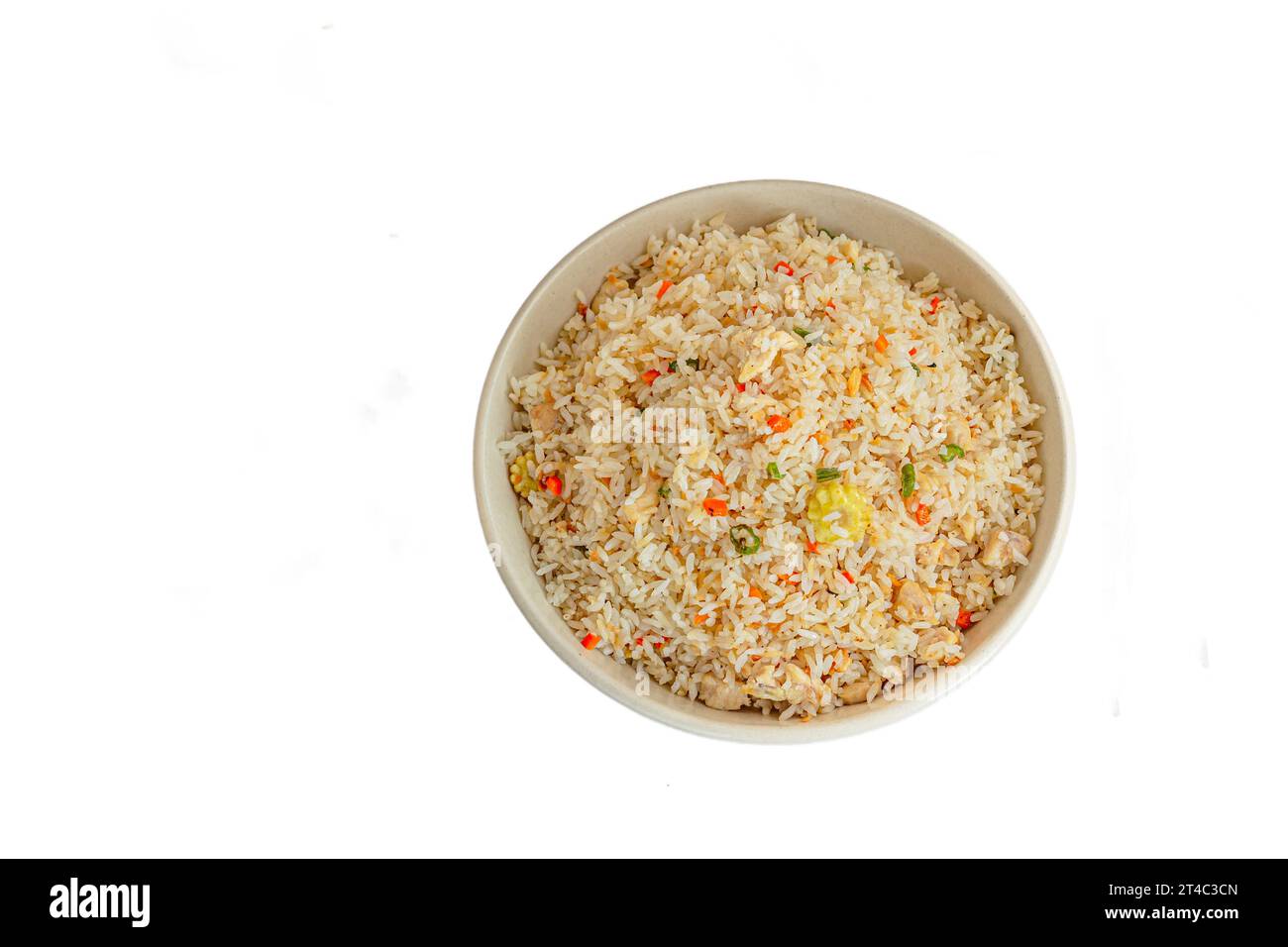 Asian Fried Rice in a Bowl Top Down Photo on White Isolated Background ...