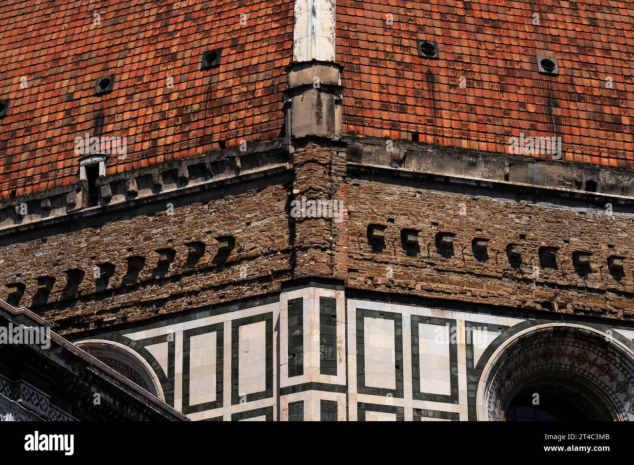 Base of octagonal dome of Florence cathedral in Tuscany, Italy, where ...