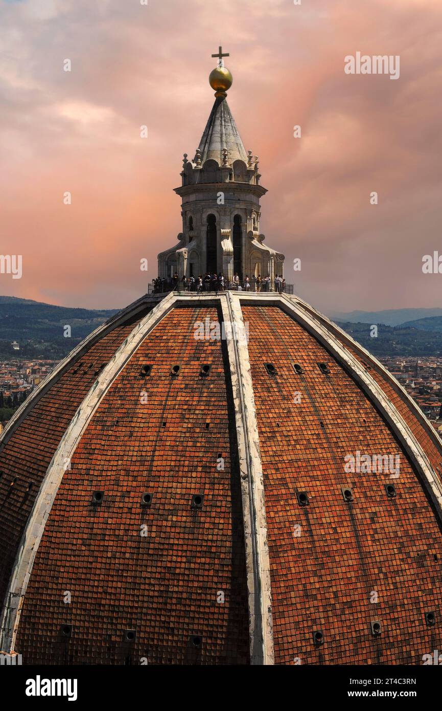 Octagonal dome of Florence Cathedral in Tuscany, Italy, topped by a ...