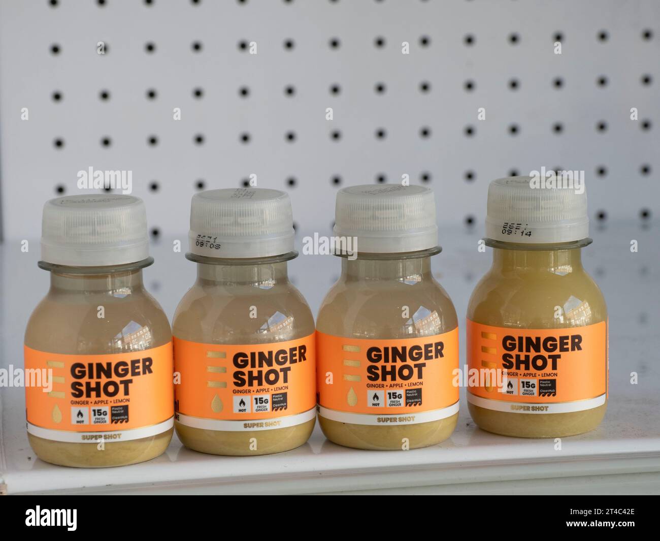 Single Shot Ginger bottles on display Stock Photo - Alamy