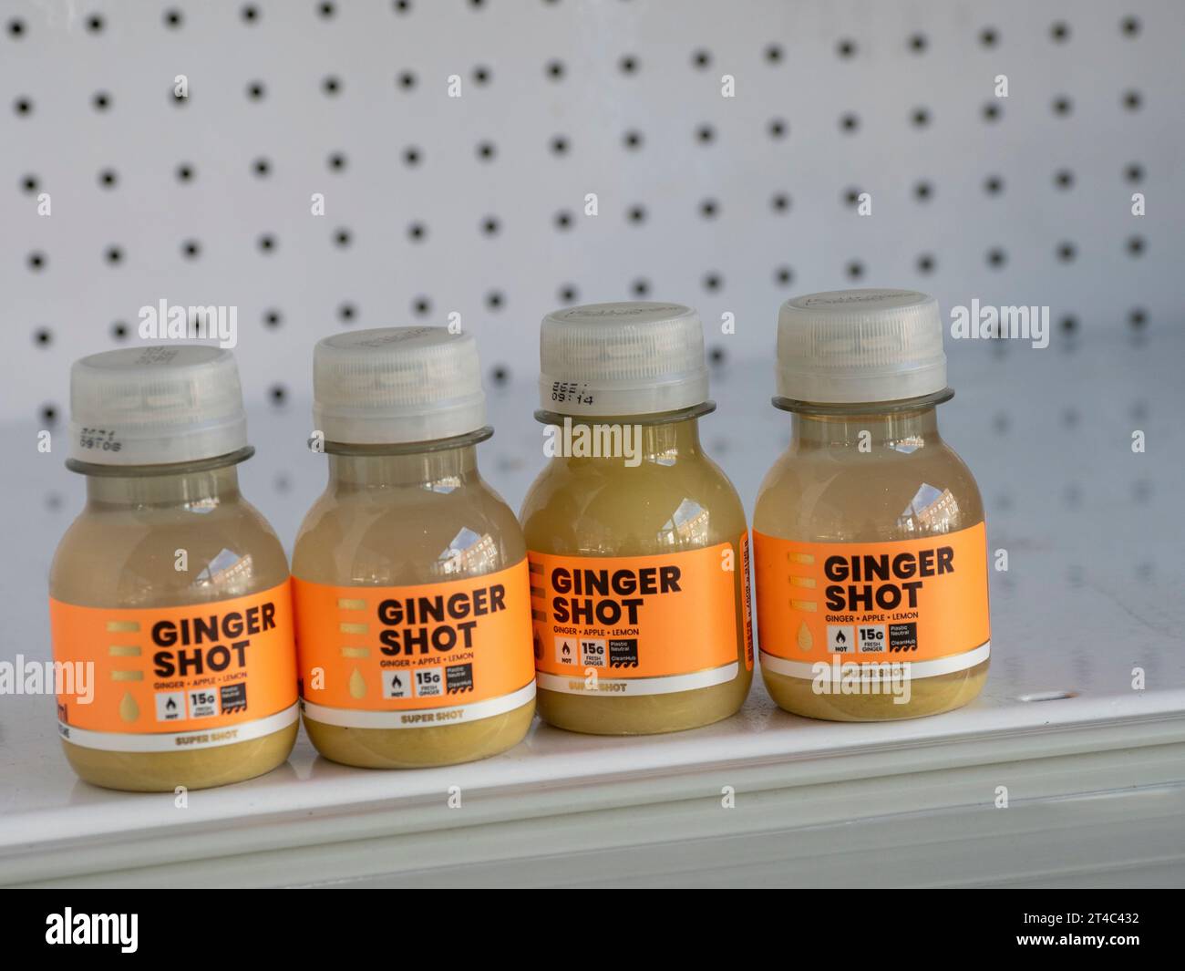 Single Shot Ginger bottles on display Stock Photo - Alamy