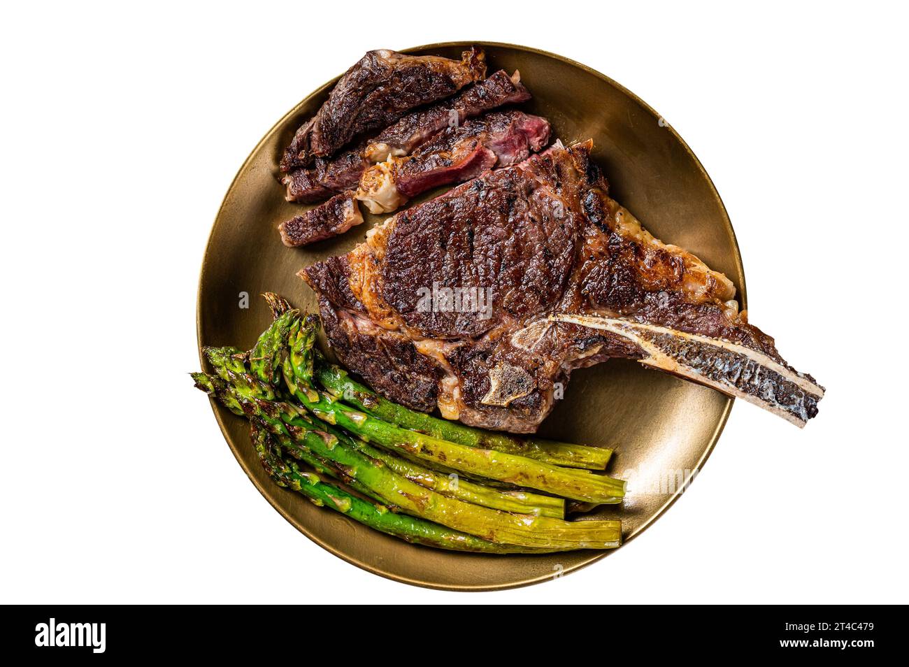 Sliced Grilled Cowboy or rib eye with bone beef steak, roasted ...