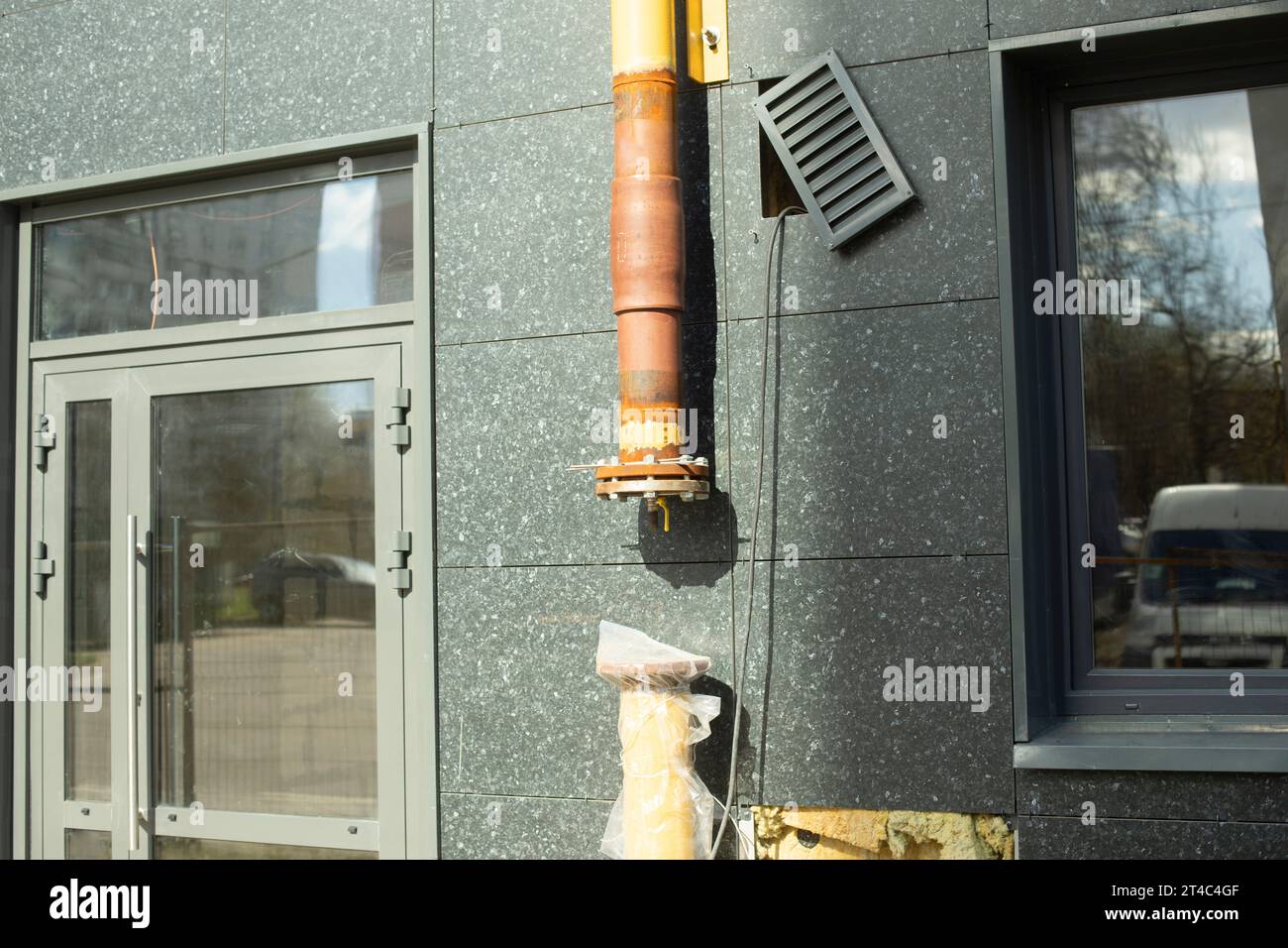 Gas pipe in new house. Building. Installation of gas communications on ...