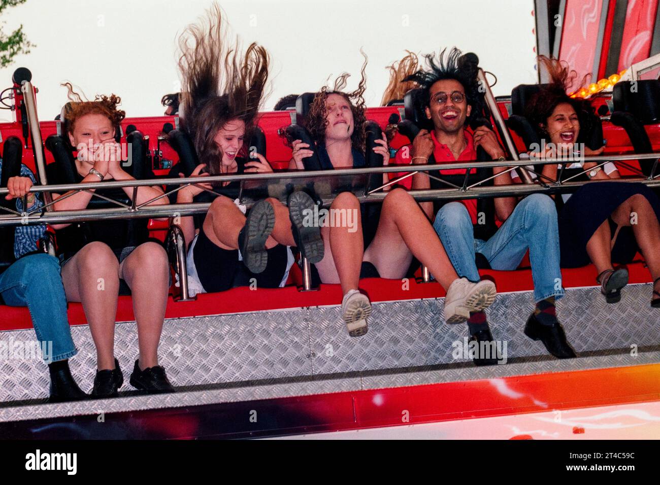 TERMINATOR FUNFAIR RIDE, CARDIFF, 1995: Fairground visitors in 90s ...