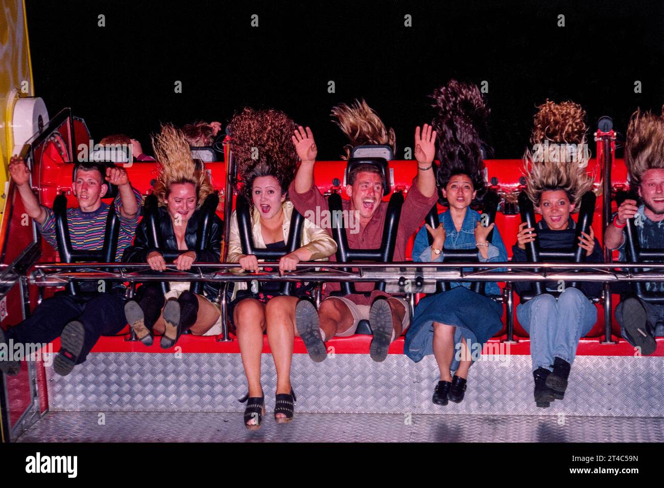 TERMINATOR FUNFAIR RIDE, CARDIFF, 1995: Fairground visitors in 90s ...