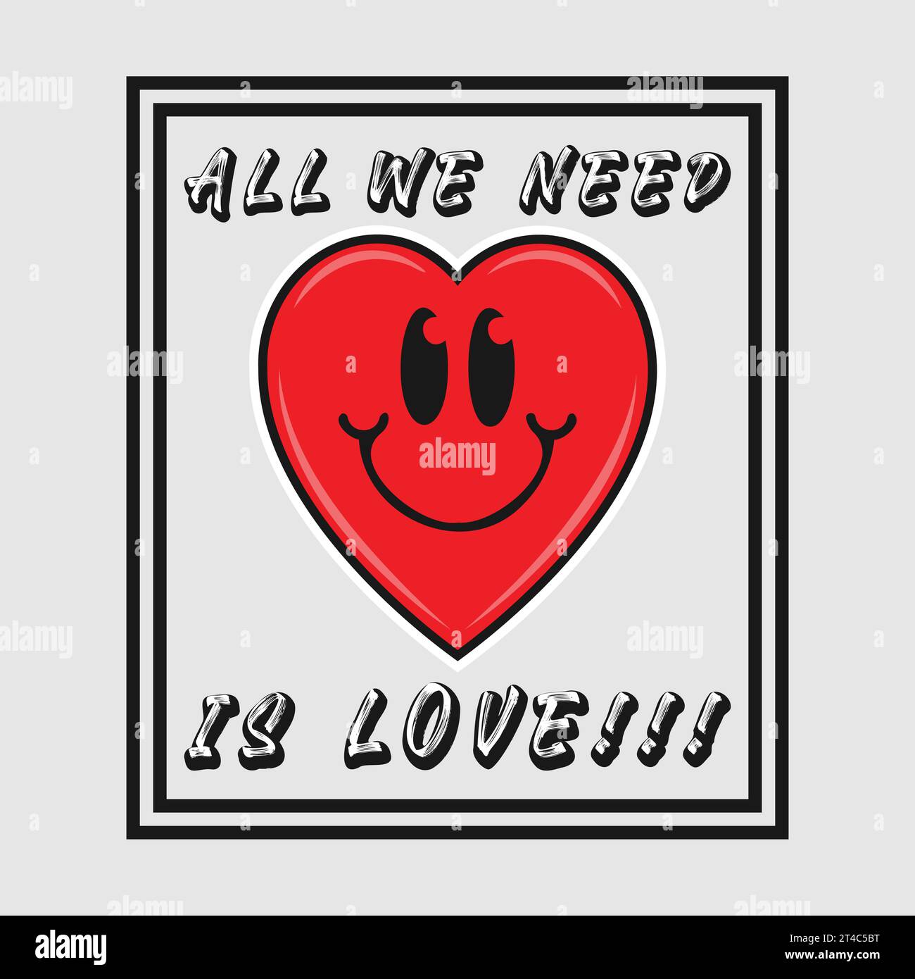 Heart emoji cartoon with all we need is love phrase. Positive quotes ...