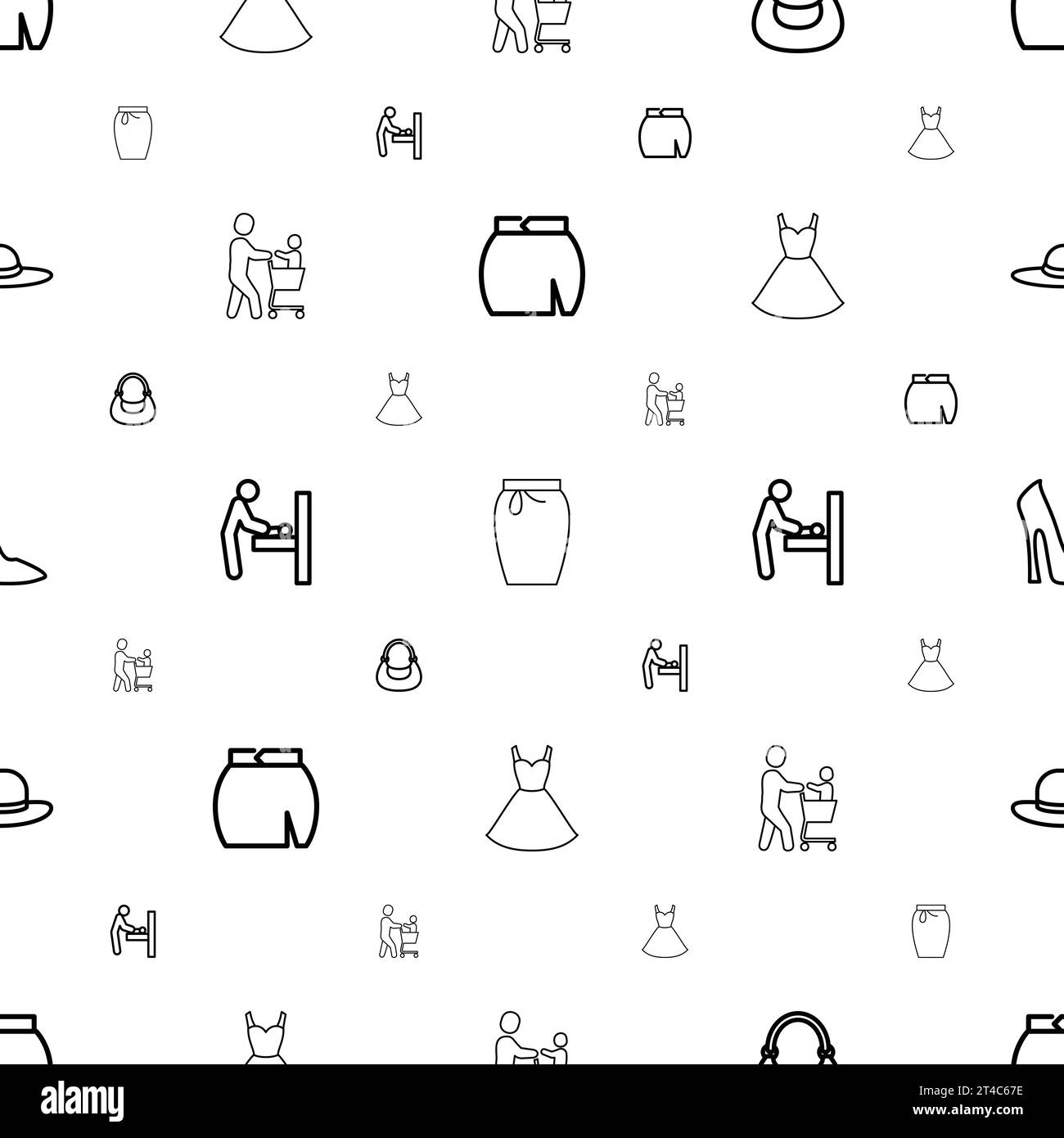 Lady icons pattern seamless white background Vector Image Stock Vector ...