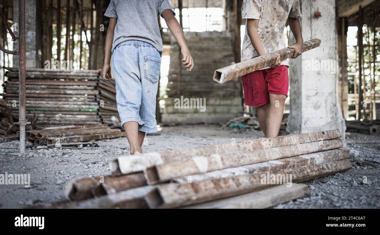 Poor children forced to do construction work, child labor, abuse To the ...
