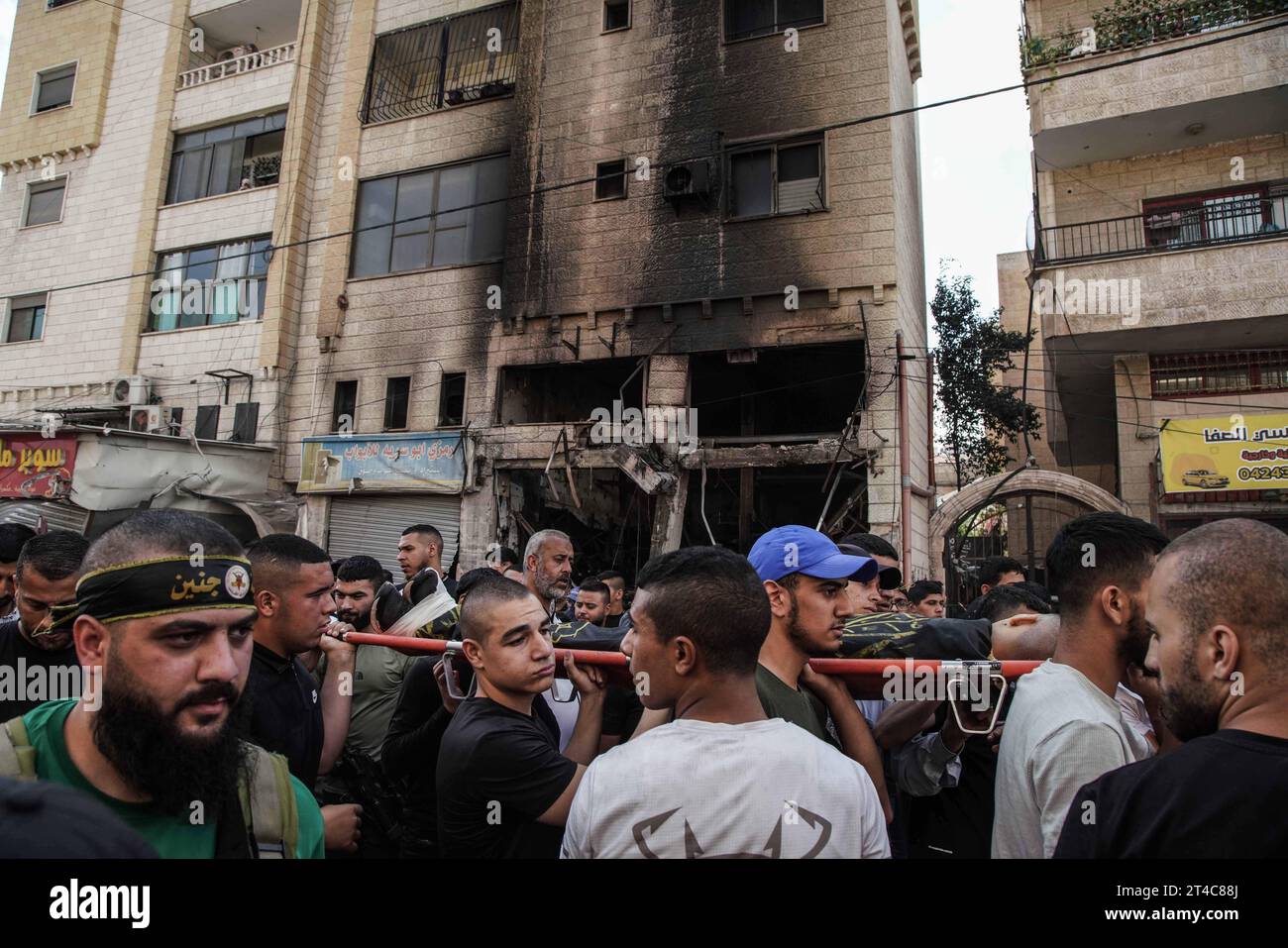 Jenin, Palestinian Territories. 30th Oct, 2023. Palestinians attend the ...