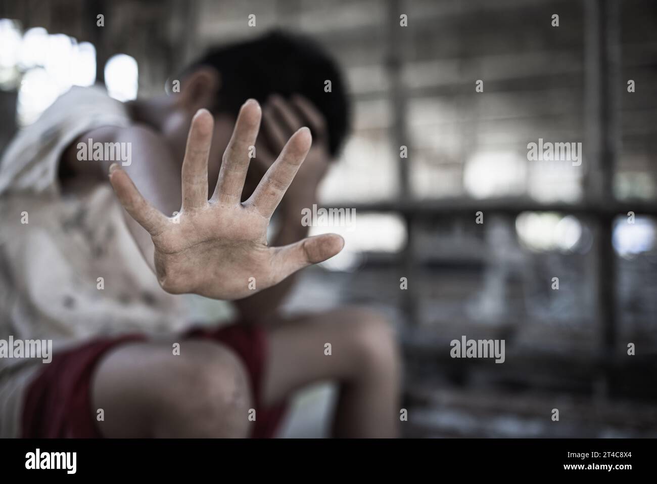 Concept of stopping violence against children, child labor, abuse To ...