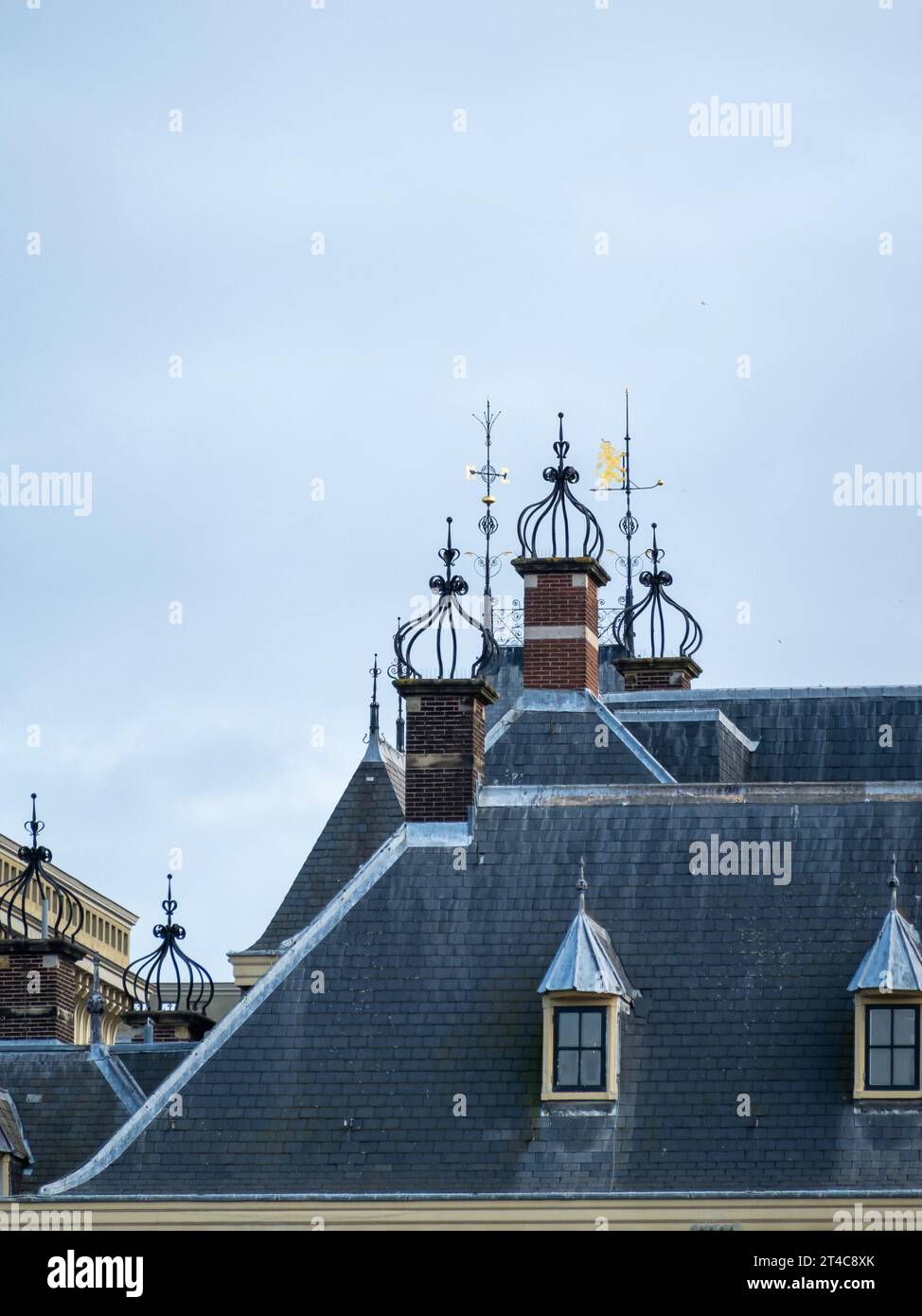 Iron chimney design on roof of an old house in The Hague Stock Photo ...