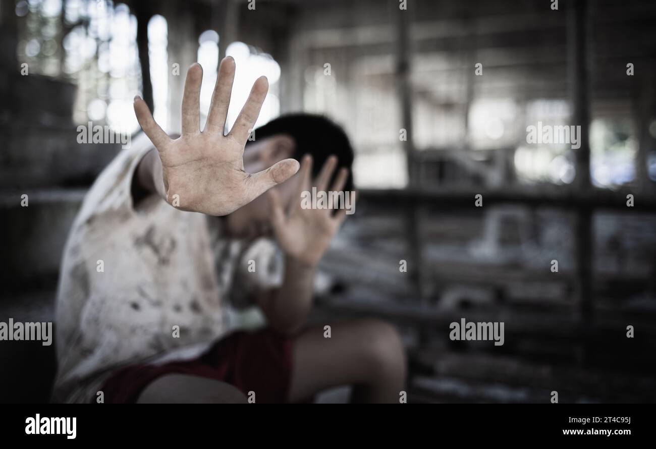 Concept of stopping violence against children, child labor, abuse To ...