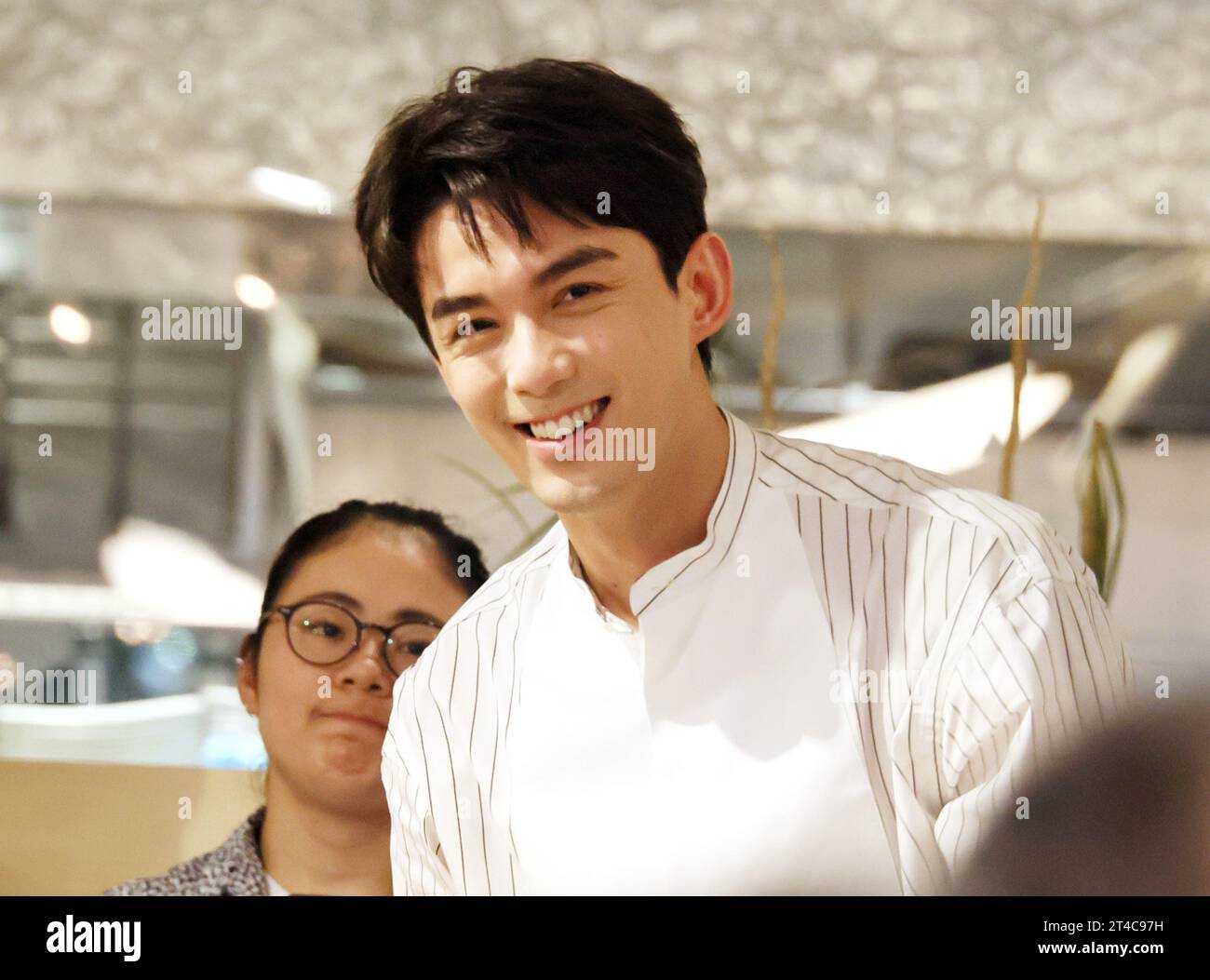 Tokyo, Japan. 30th Oct, 2023. Chinese actor Wu Lei smiles as he appears at a talk show between ...
