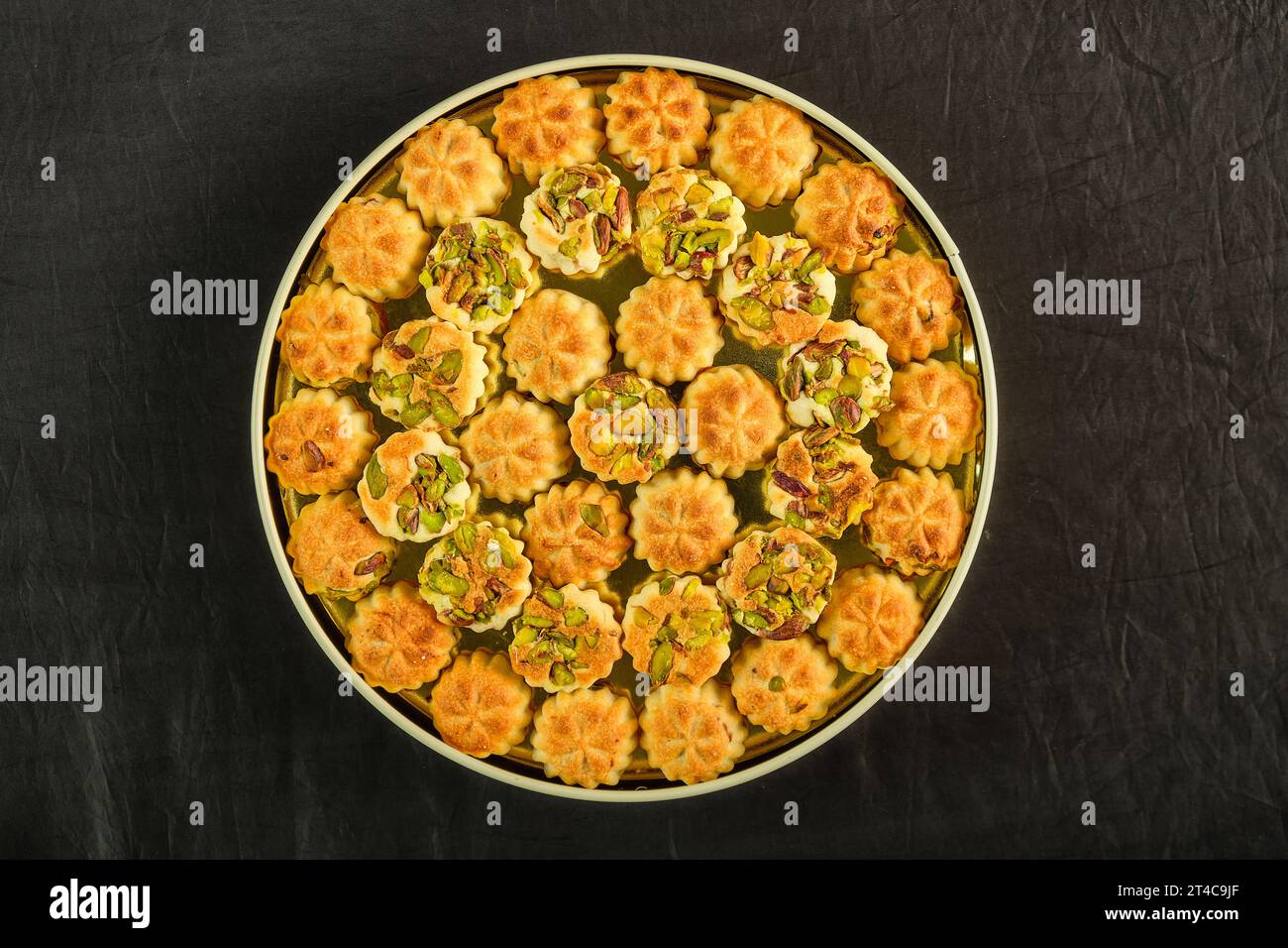 Arabic sweets boxes. Pictured from above showing several shapes and ...