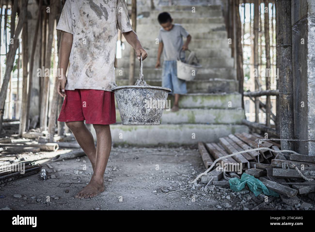 Poor children forced to do construction work, child labor, abuse To the ...