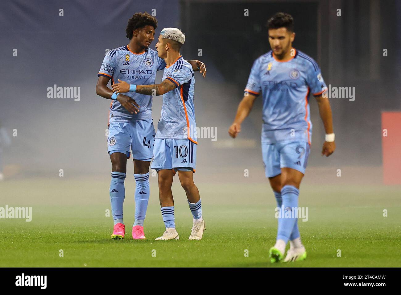 New York City FC forward Talles Magno (43) celebrates with teammates ...