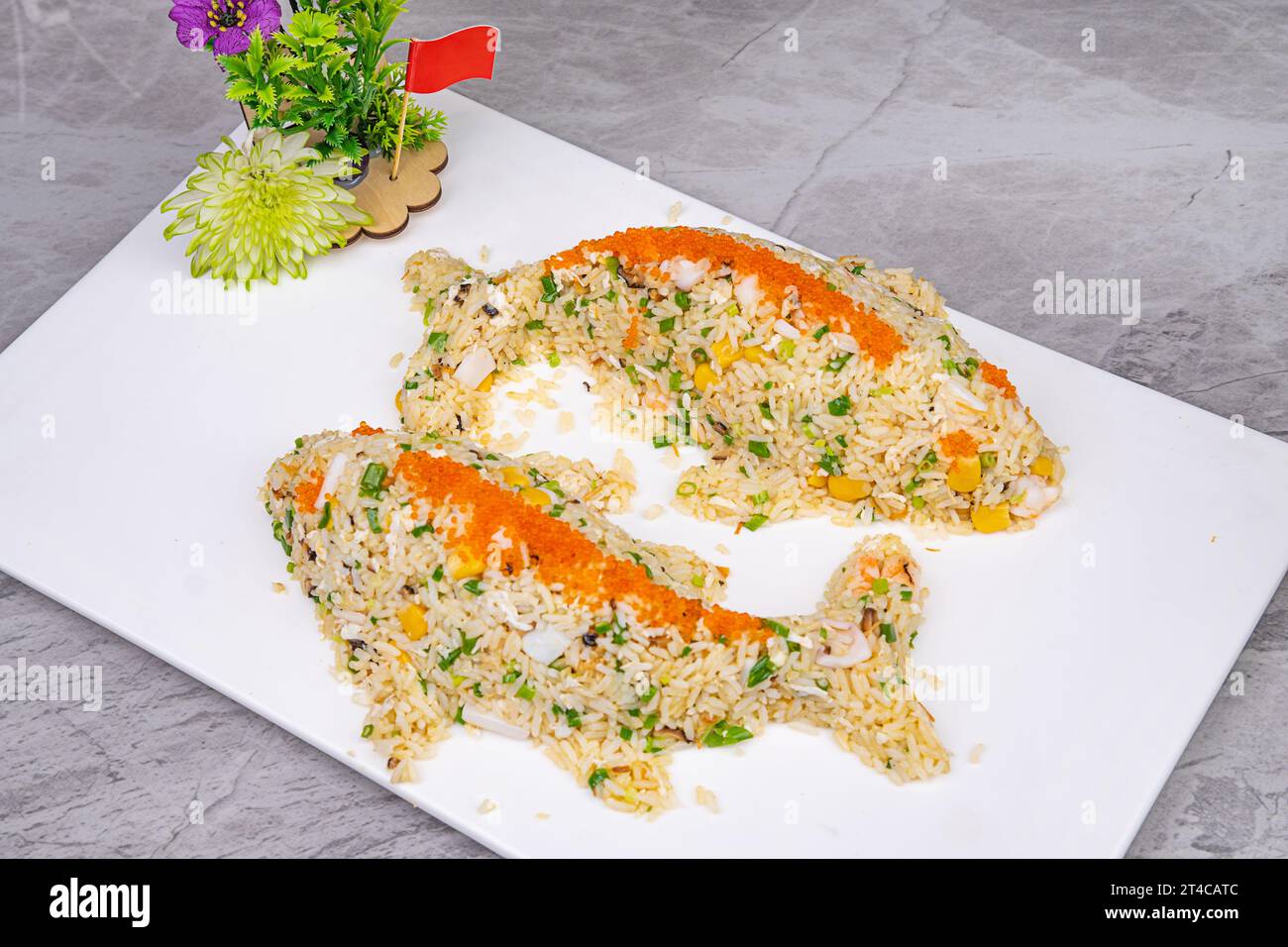 asia china cantonese food fried rice with beef and Fish Roe Stock Photo ...