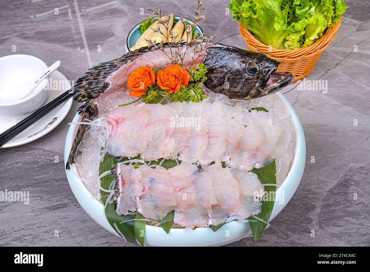 Humpback grouper(panther grouper) sashimi for hot pot,yakiniku ...