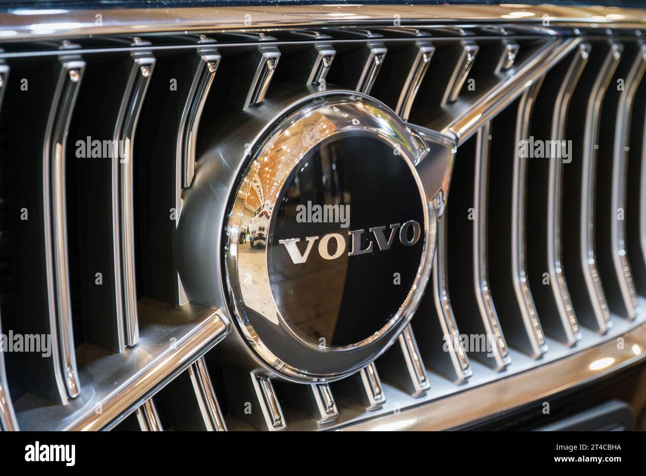 Volvo car logo emblem close up Stock Photo - Alamy