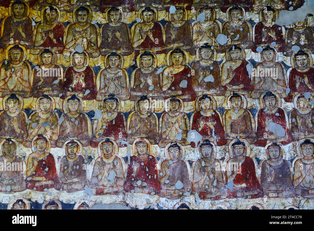 Cave No. 2.Miracle of Shravasti, painted on the right -hand wall of the ...