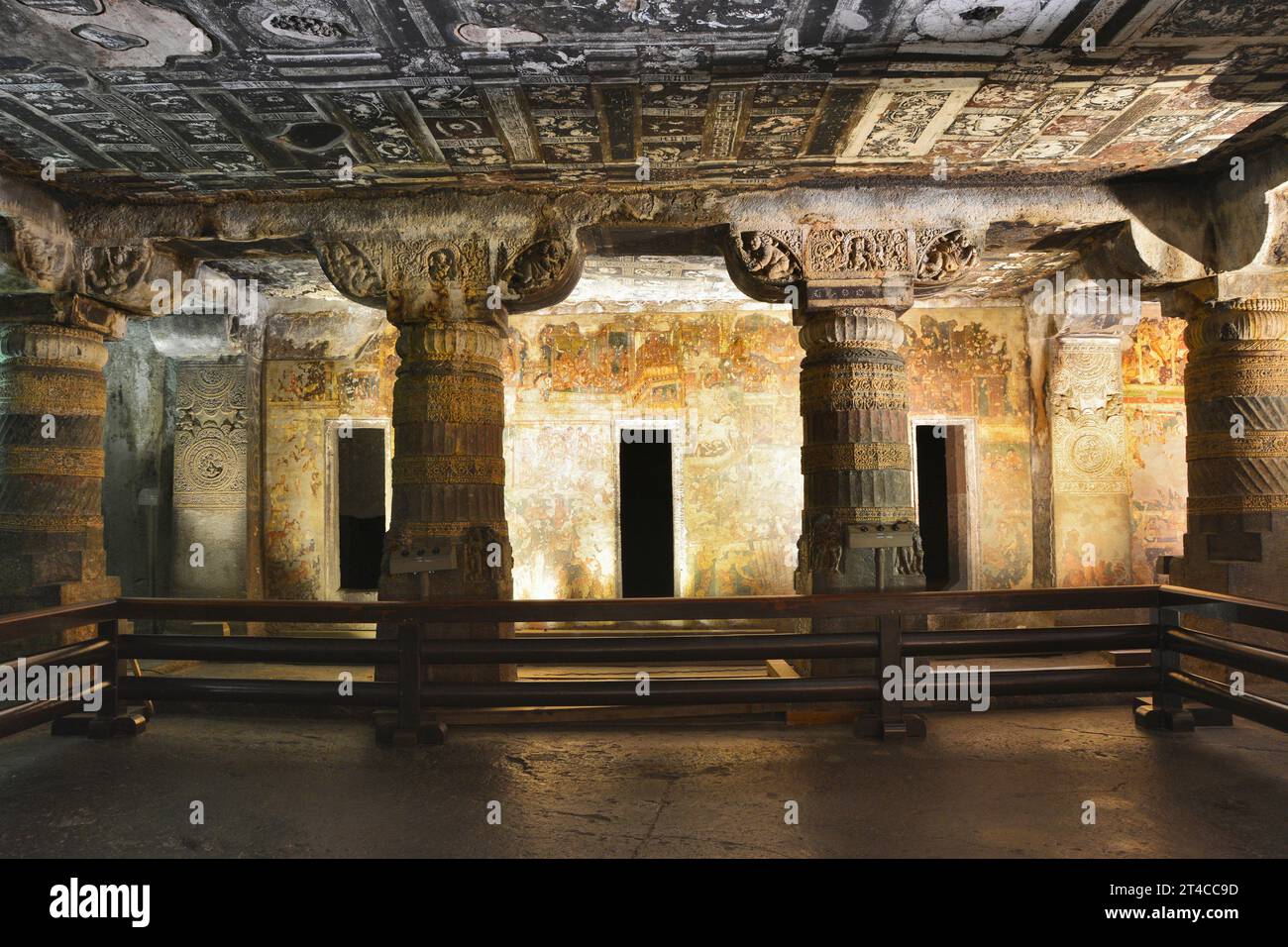 Cave No. 2. Right wall showing Purna Vadana narrative Jataka story ...