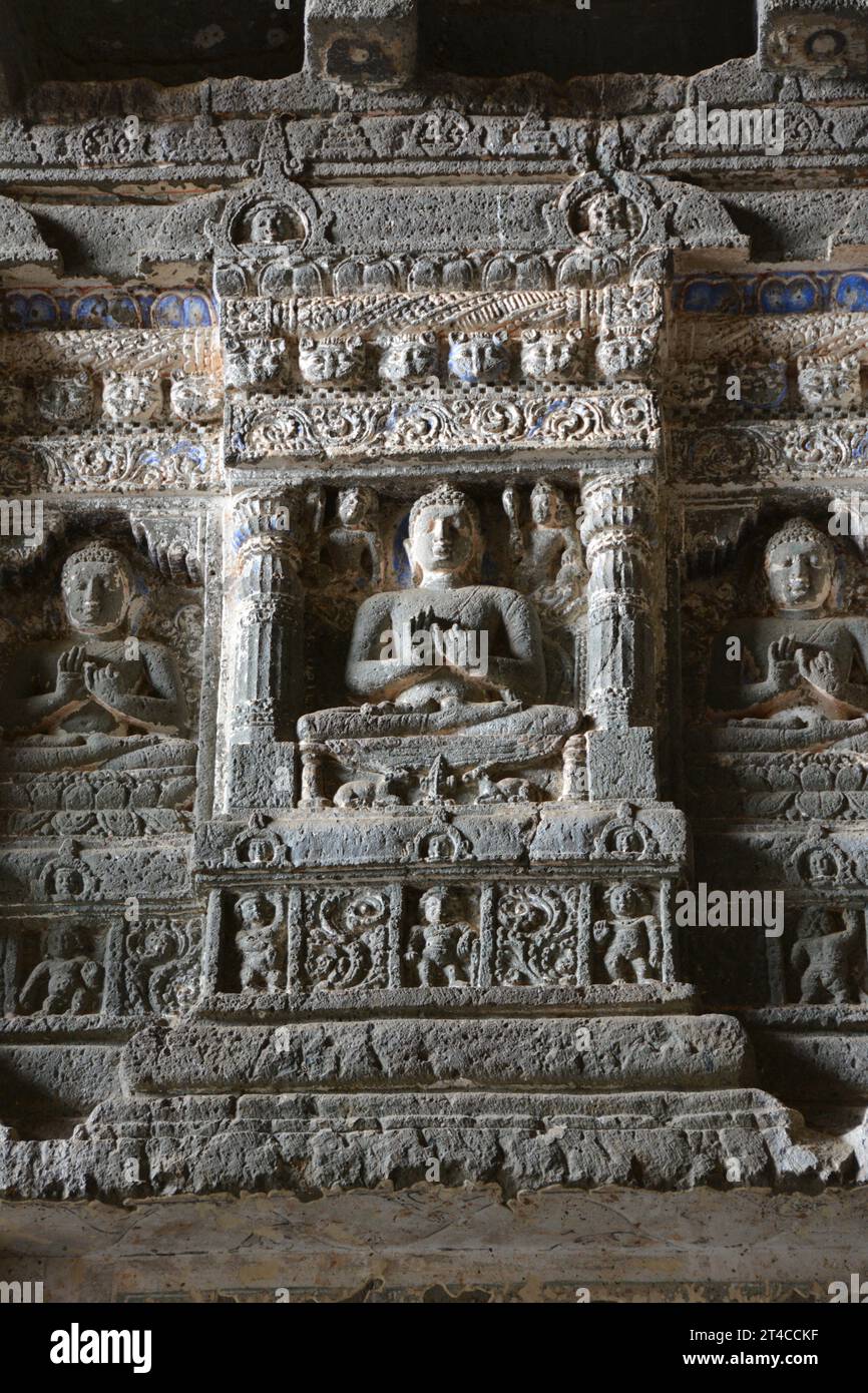 Cave No. 26. Buddha in Padmasana in a small niche above the architrave ...