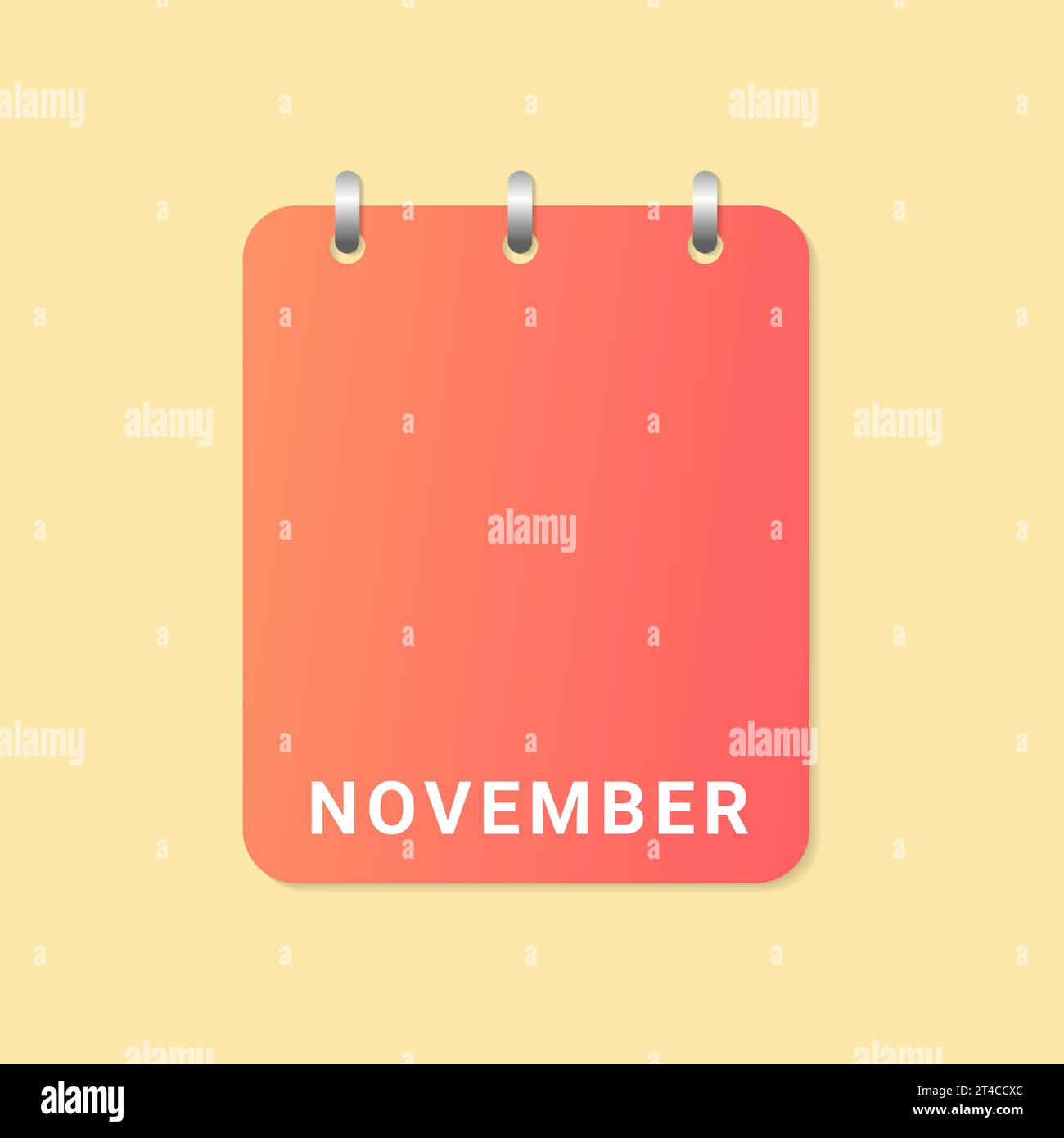 Cover of November month Daily calendar on white paper note. vector ...