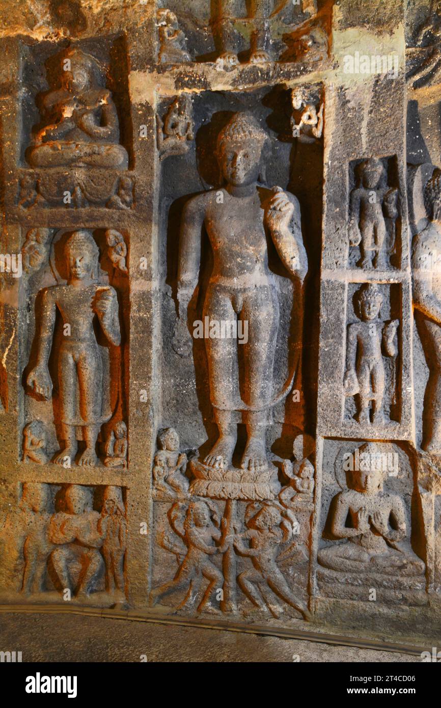 Cave No. 26. Standing Buddha in Varada Mudra, Boon giving posture ...