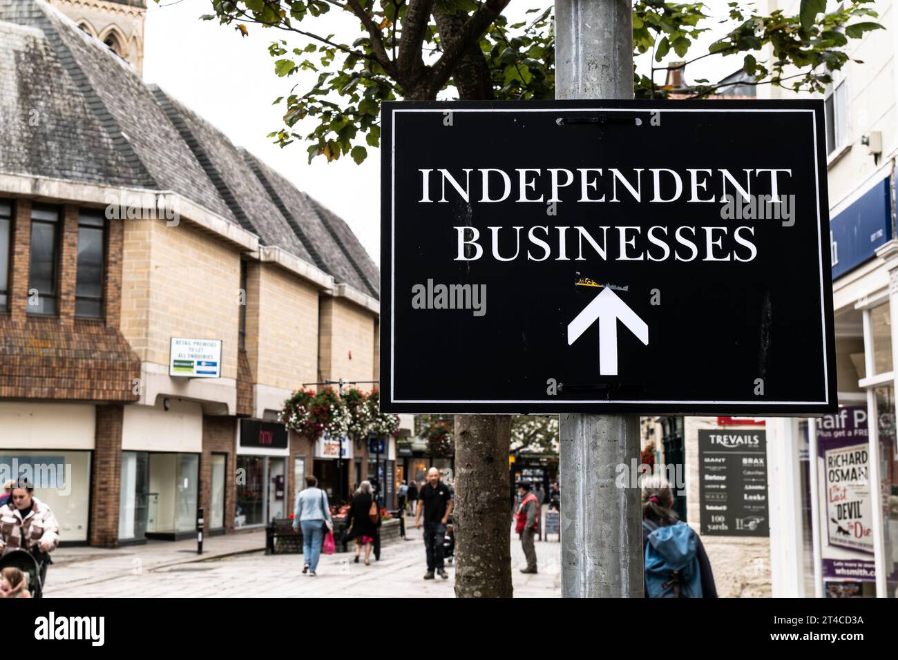 A sign for Independent Businesses in King Street in Truro City centre ...