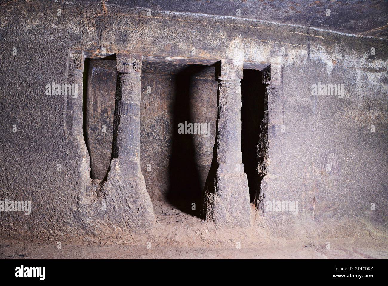Ghatotkacha Vihara: Unfinished pillared cell on the right wall of the ...