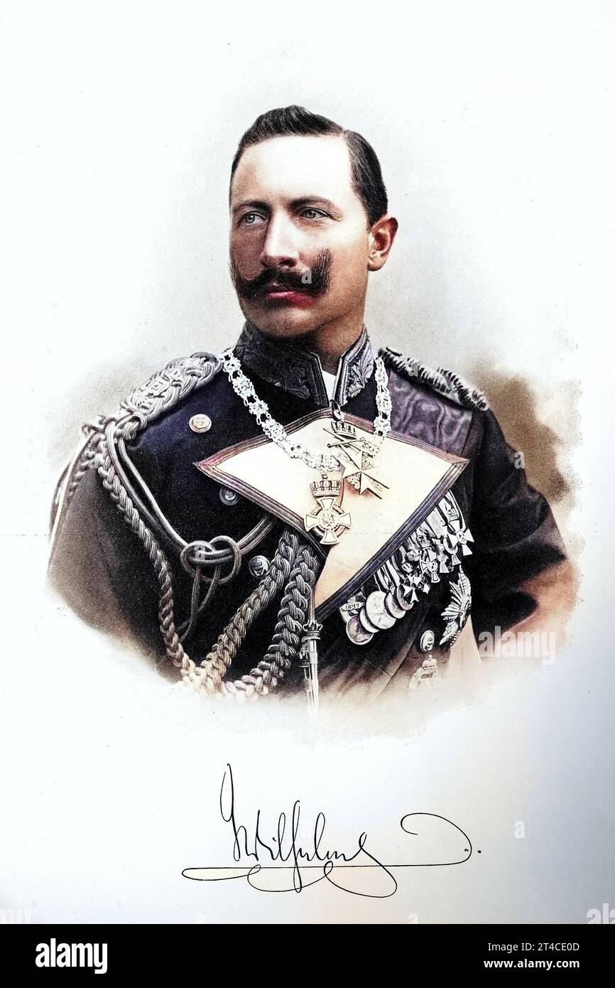Digital restauriert, Ein Bild von Wilhelm II oder Wilhelm II, Friedrich ...