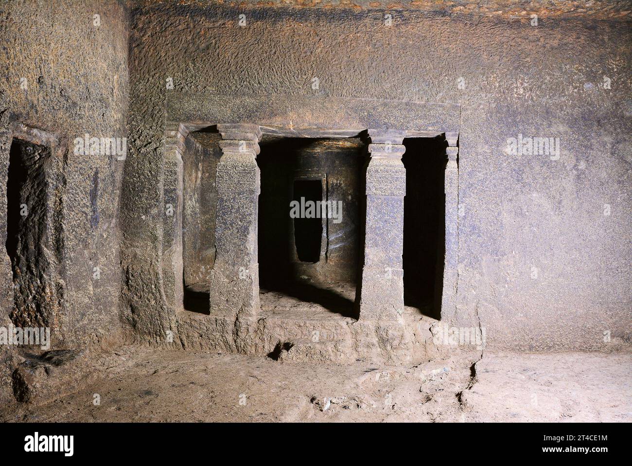 Ghatotkacha Vihara - Unfinished pillared cell in the interior of the ...