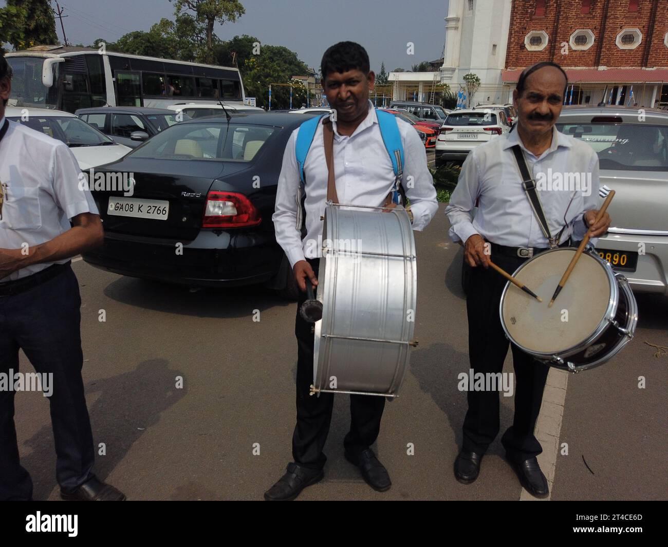 Goan Brass band at Goan funeral in Navelim village in Indian state of ...