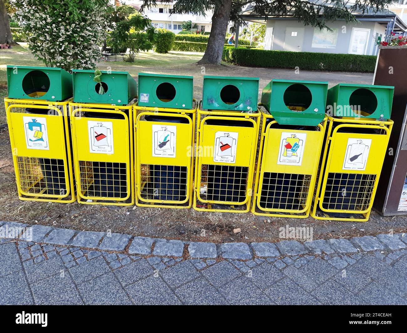 containers for the separation of recyclable materials in a park ...