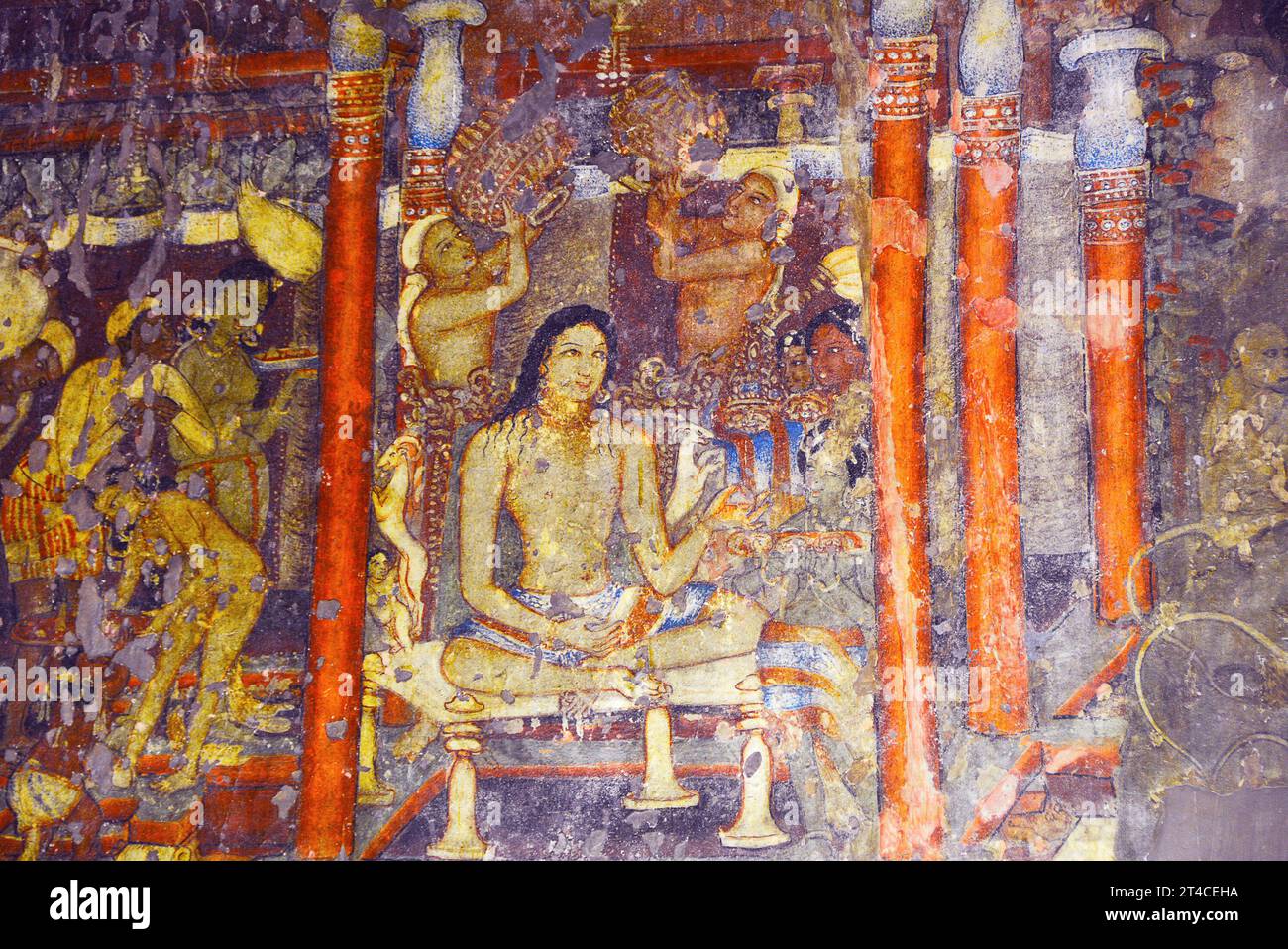 Cave No. 1. Lustration of a prince: the abhishek, ritual bath of the ...